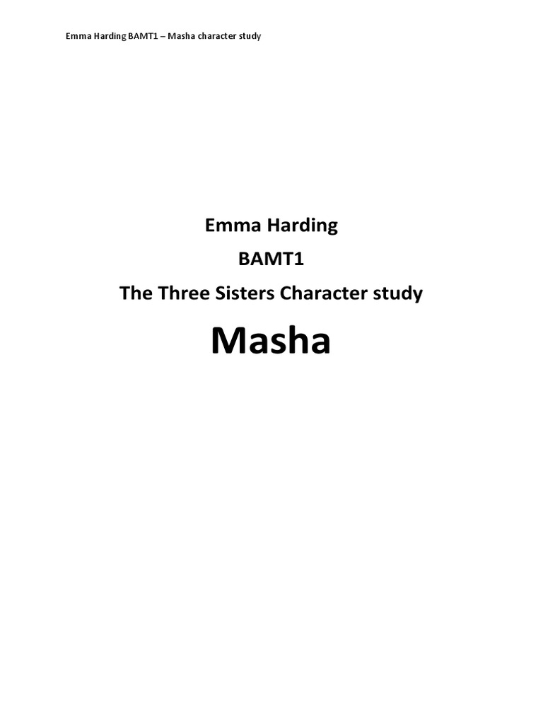 Three Sisters Character Study Masha | PDF