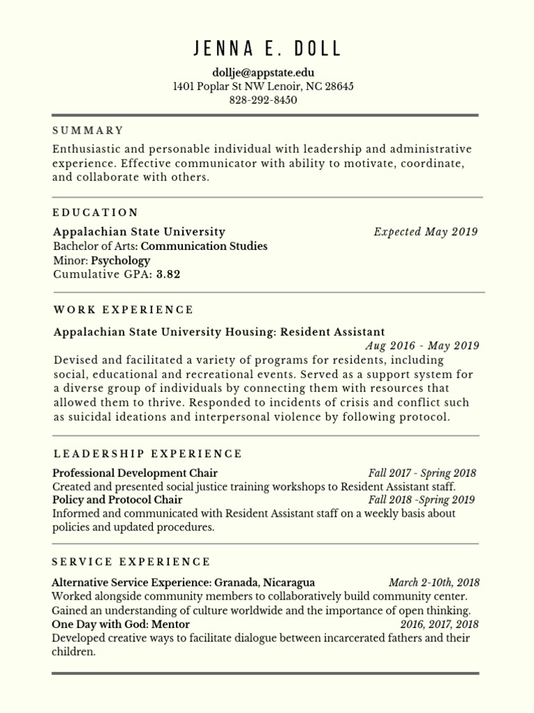 Appalachian State Resume 2019 | PDF | Career & Growth | Social Science