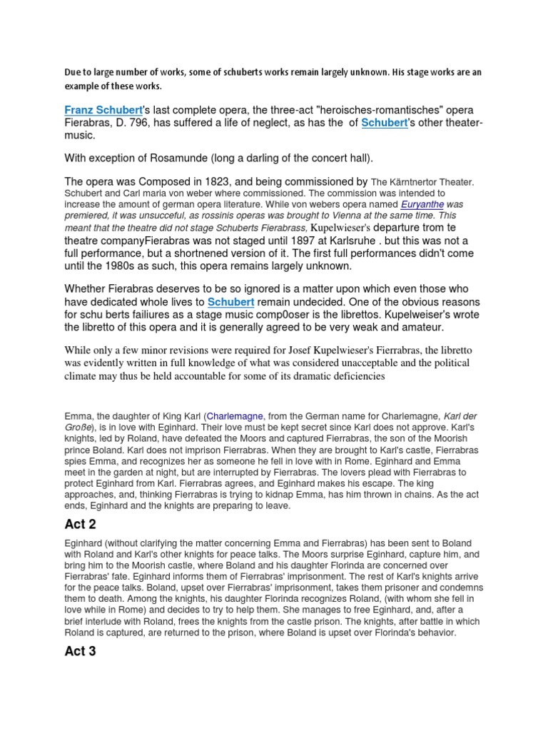 Schubert Opera | PDF | Opera | Vocal Music