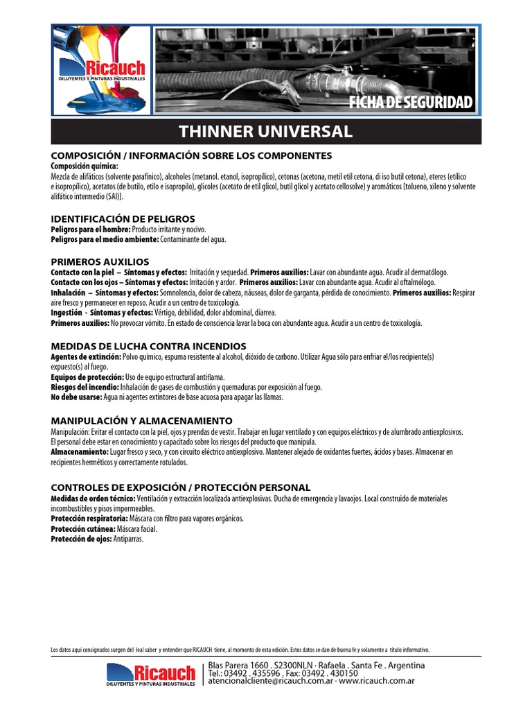 Thinner Universal PDF | PDF | Agua | Compuestos químicos