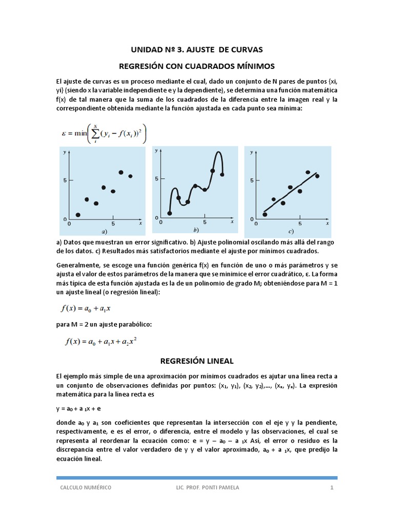 Ajuste de Curvas | PDF | Mínimos cuadrados | Análisis numérico