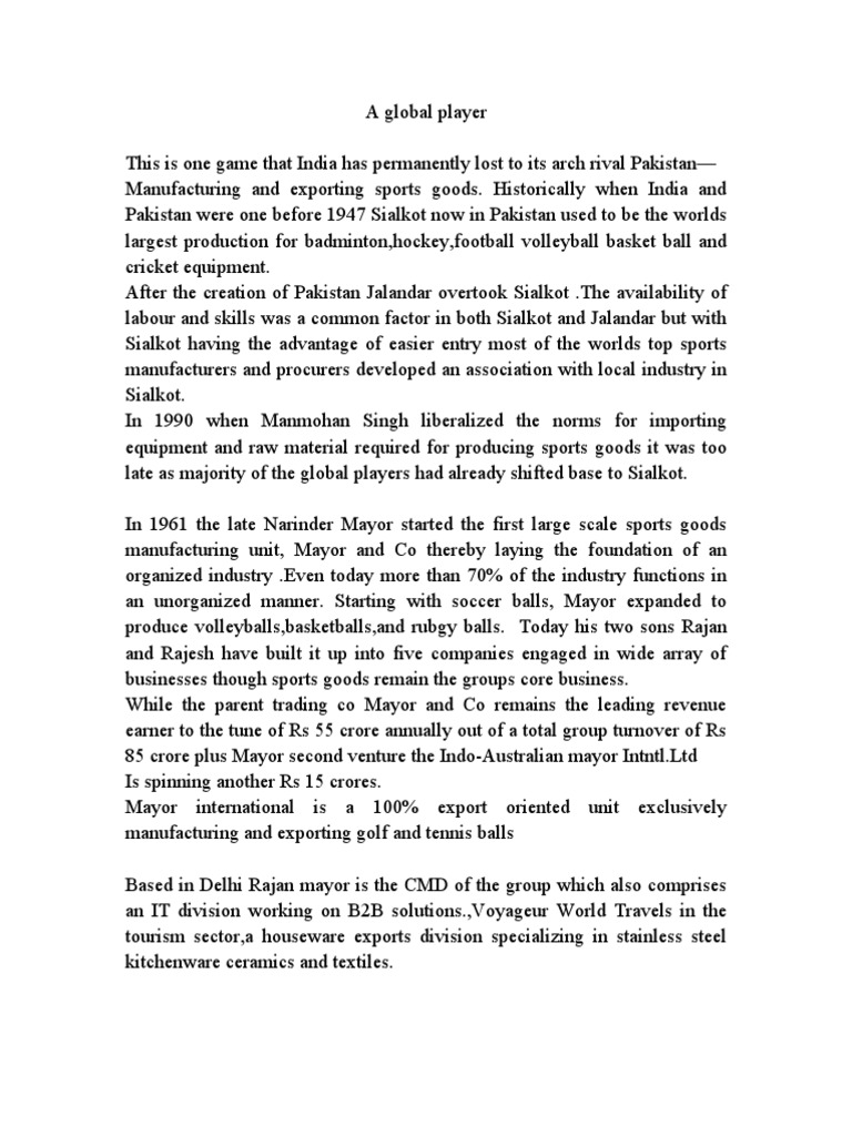 A Global Player | Download Free PDF | Adidas | Sports