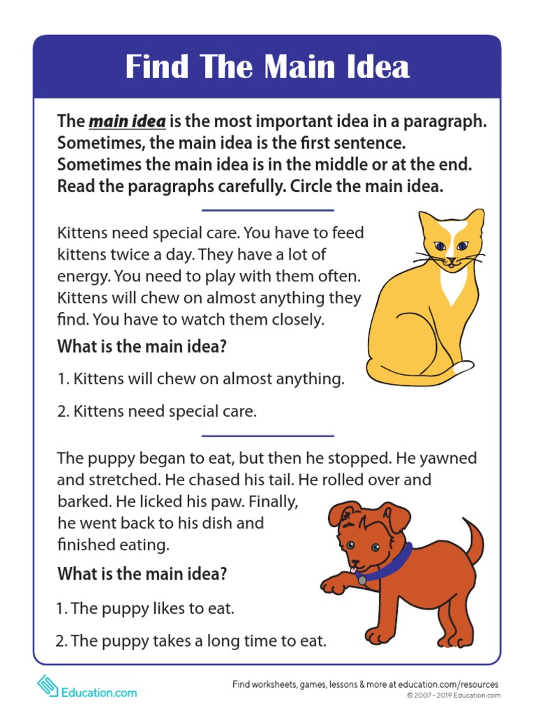 Reading Comprehension Main Idea | PDF | Self-Improvement