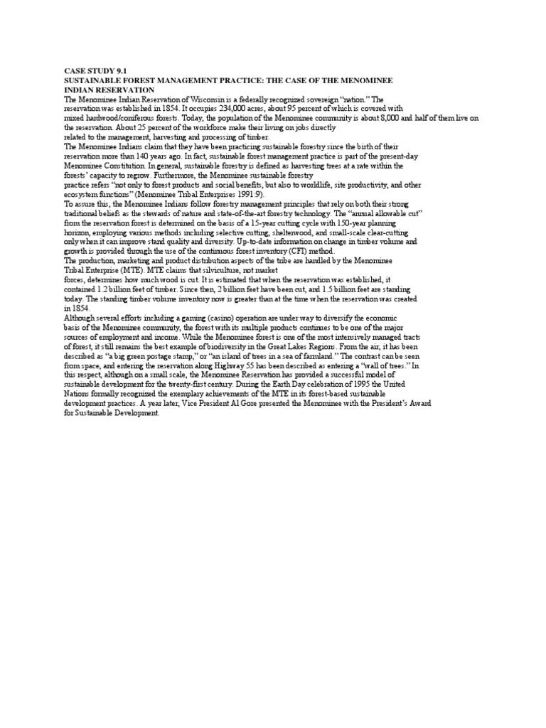 Menominee Sustainable Forestry Practices | PDF | Forestry | Indian ...
