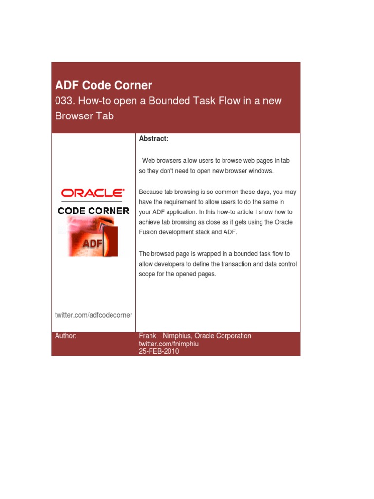 Open ADF Task Flow in New Browser Tab | PDF | Tab (Gui) | Parameter ...