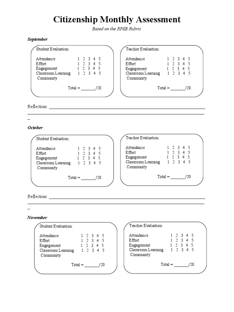 Citizenship Assessment Semester One | Download Free PDF | Classroom ...