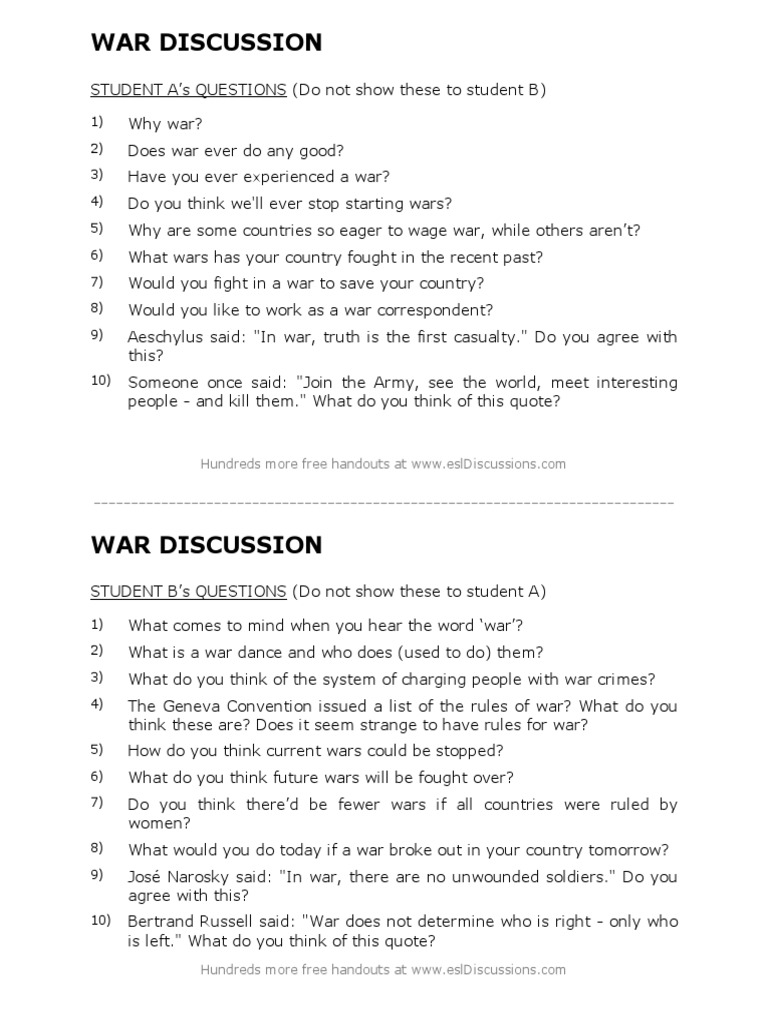 War Discussion | PDF