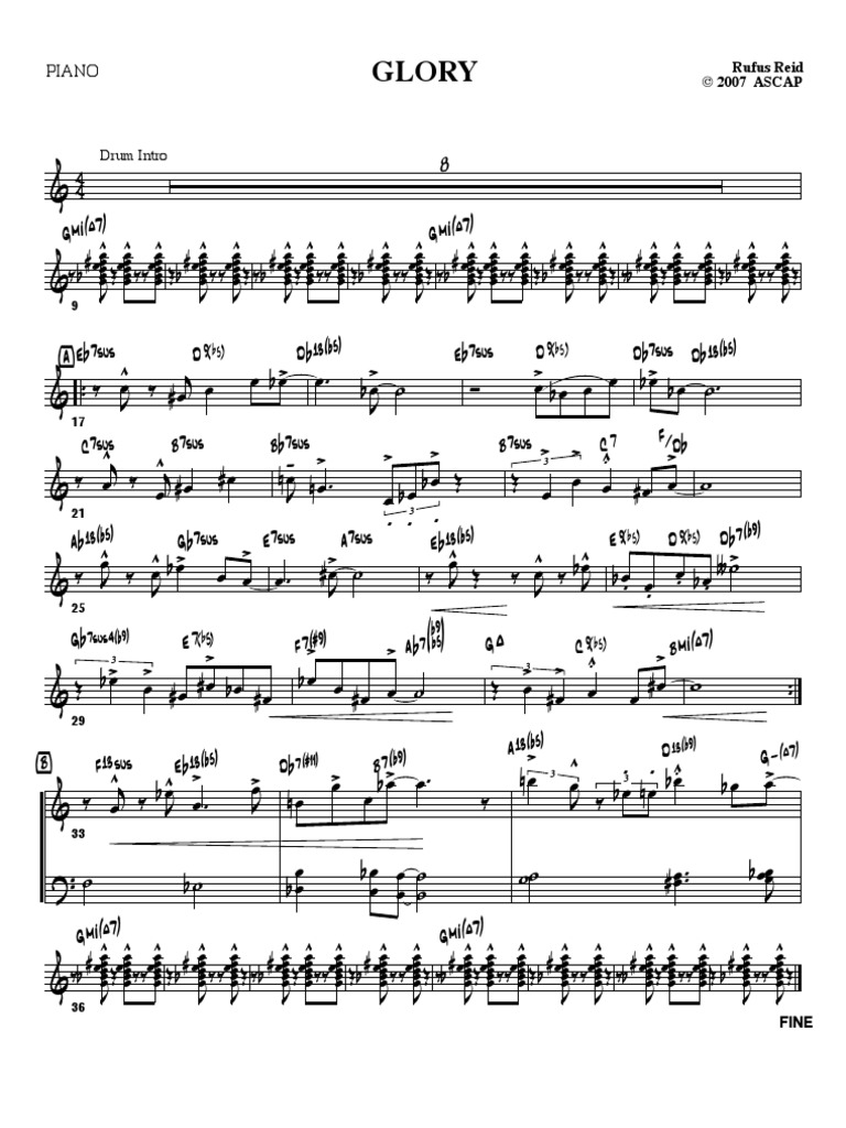 GLORY - Piano | PDF | Graphemes | Oral Communication