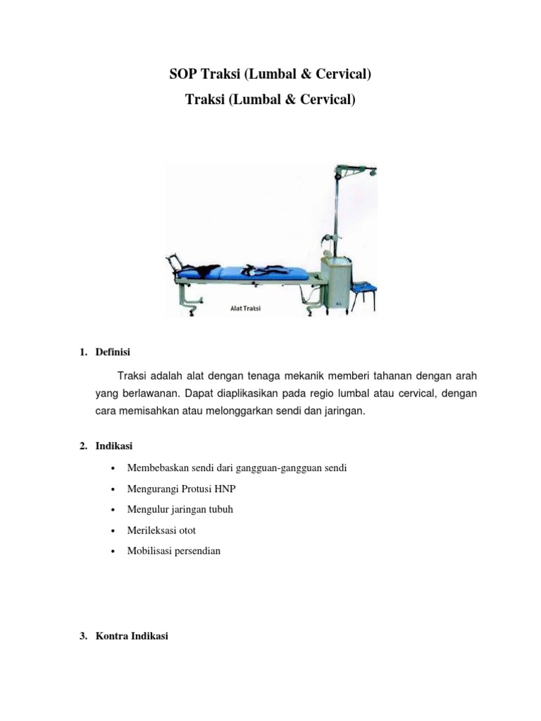 SOP Pemasangan Traksi Lumbal & Cervical | PDF