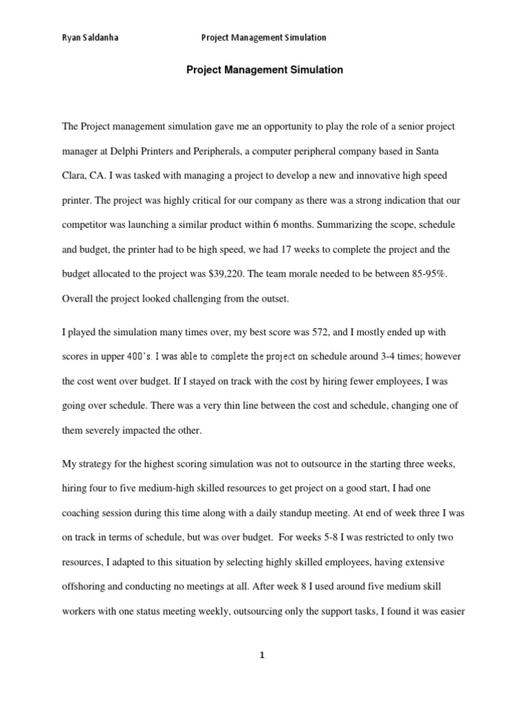 Project Management Simulation | PDF | Outsourcing | Project Management