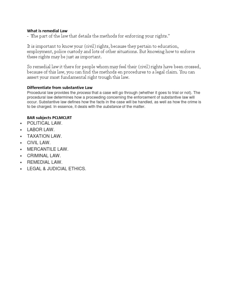 Understanding Remedial Law Basics | PDF