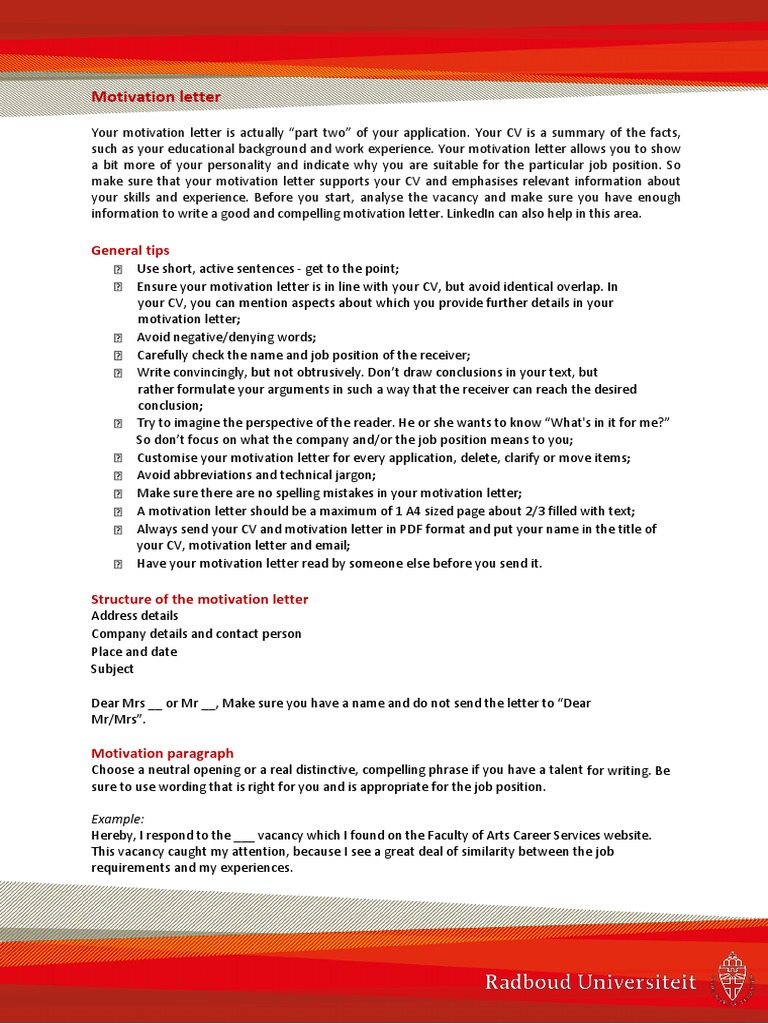 Motivation Letter - Tips Tricks PDF | PDF | Motivation | Motivational