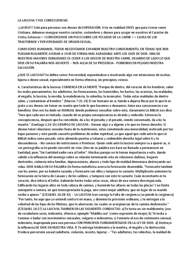 La Lascivia y Sus Consecuencias | PDF | Lujuria | Cristo (título)