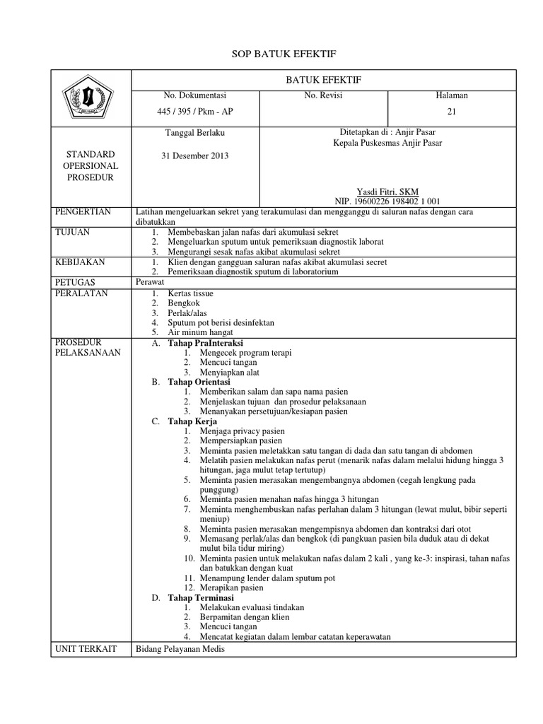 SOP Batuk Efektif | PDF