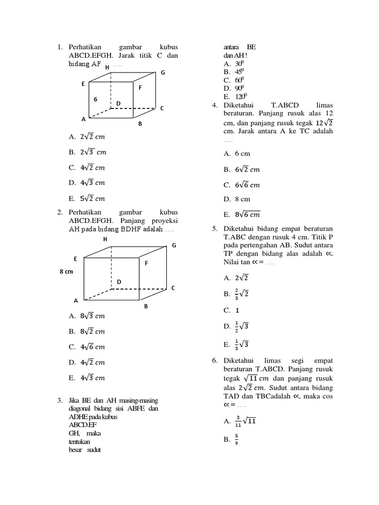 Soal Dimensi Tiga | PDF