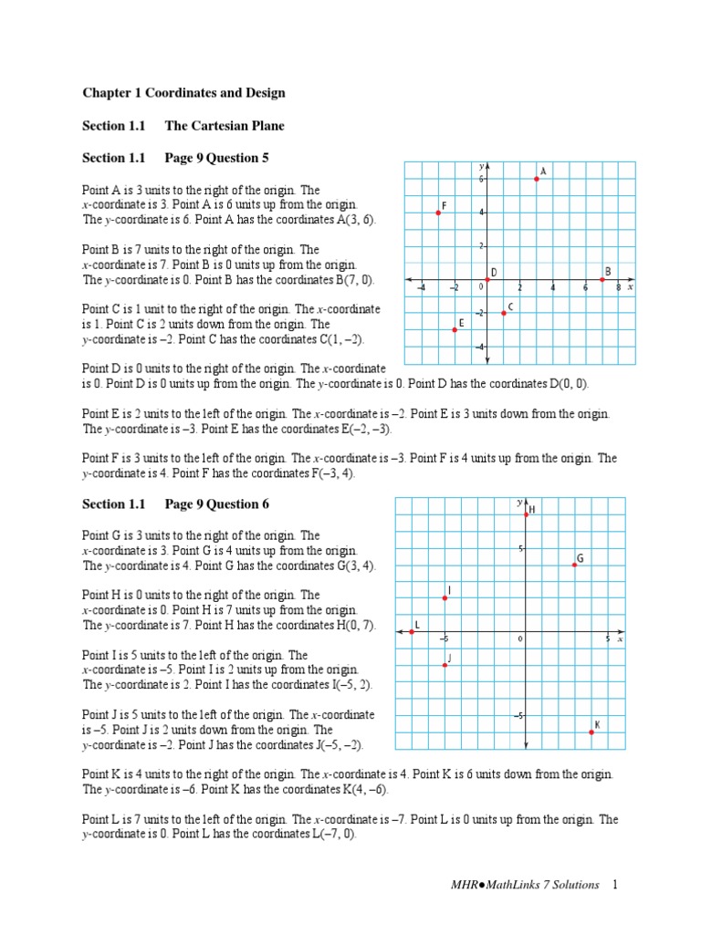 ML7 Solutions Chapter 1 | PDF | Cartesian Coordinate System | Geometry