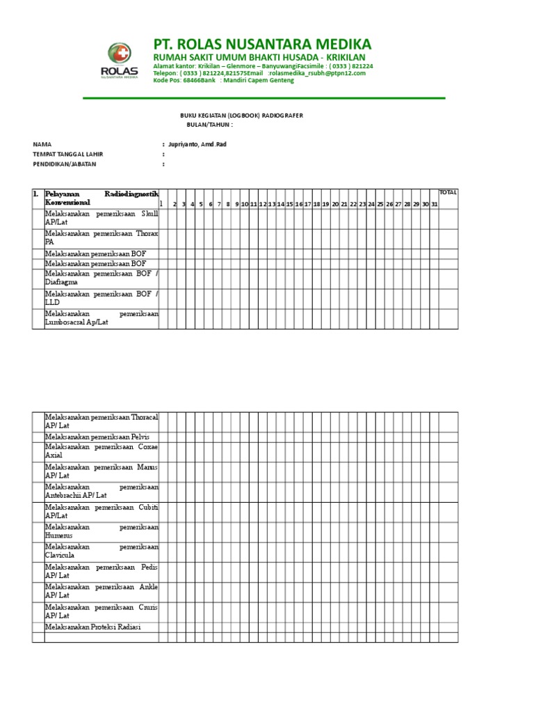 LOGBOOK Radiografer | PDF