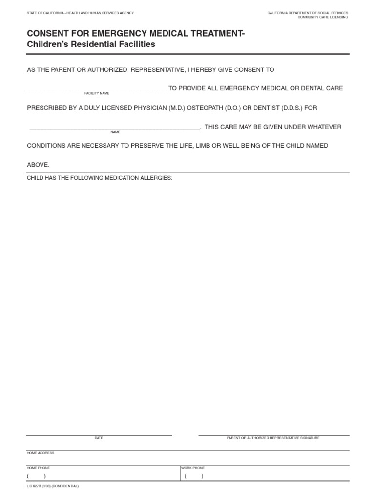 Emergency Medical Consent for Children | PDF