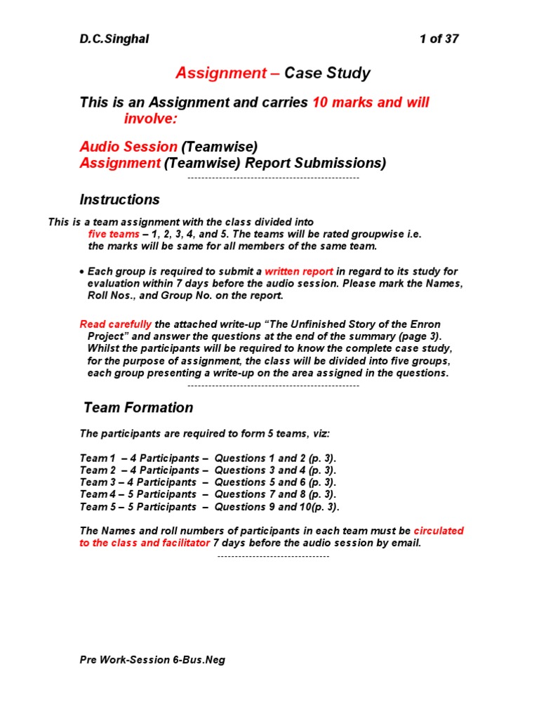 Case Study-Bus - Neg-DPC-TERI | PDF | Enron | Economies