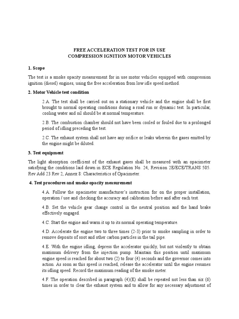Free Acceleration Test for Diesel Vehicles | PDF | Diesel Engine | Smoke