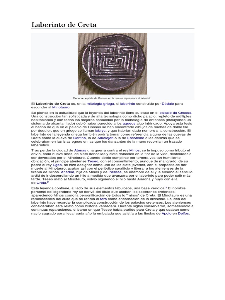 Laberinto de Creta | PDF | Minotauro | Mitología griega