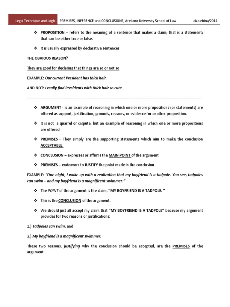 LEGAL TECHNIQUE AND LOGIC Premises Inference and Conclusions | Download Free PDF | Logical ...