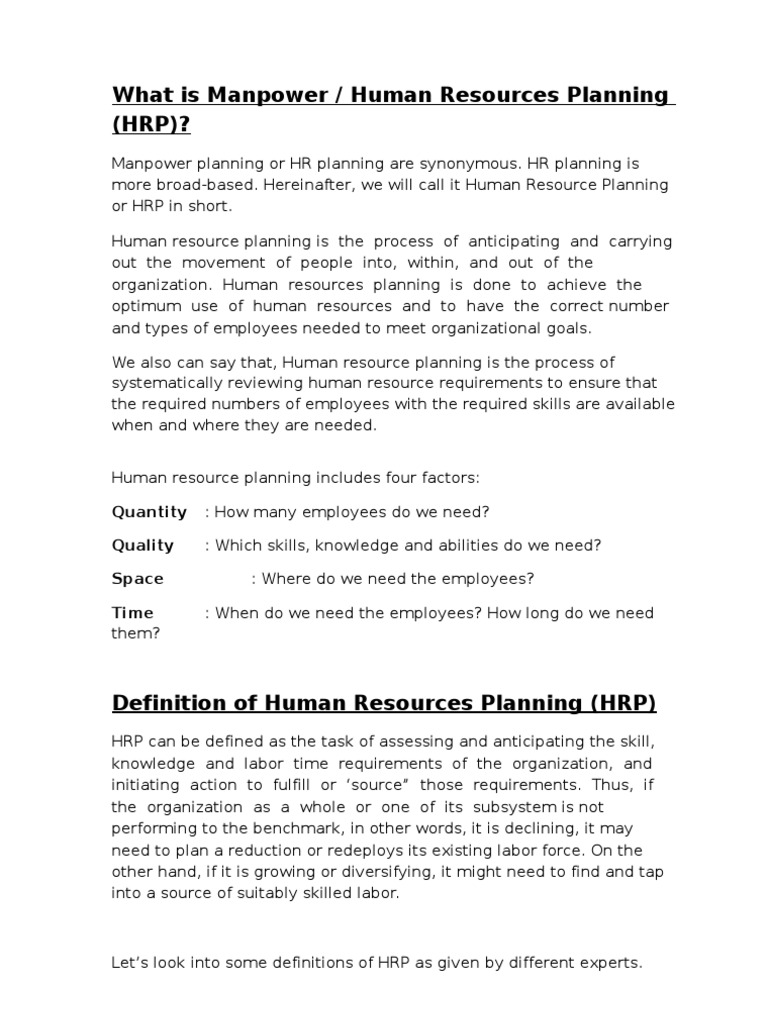 HR Planning | PDF | Human Resources | Employment