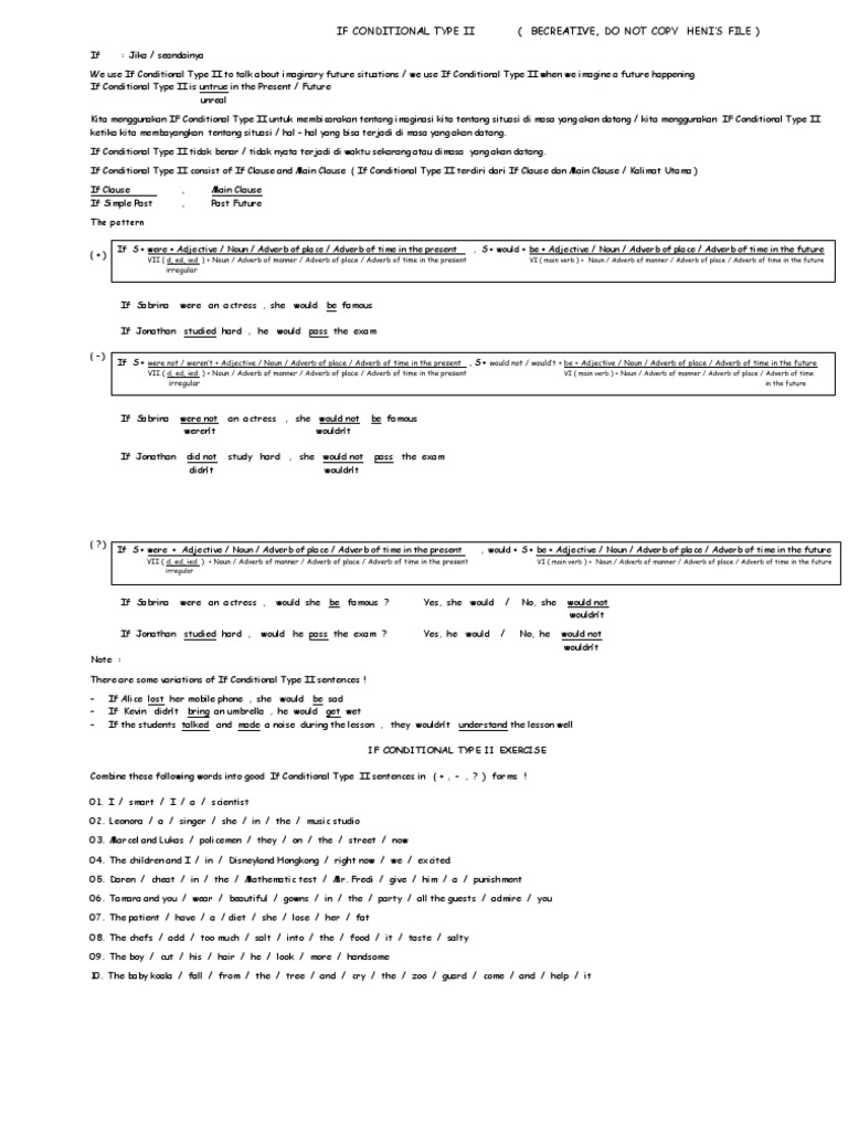 If Conditional Type Ii (2018) | PDF | Adverb | Verb