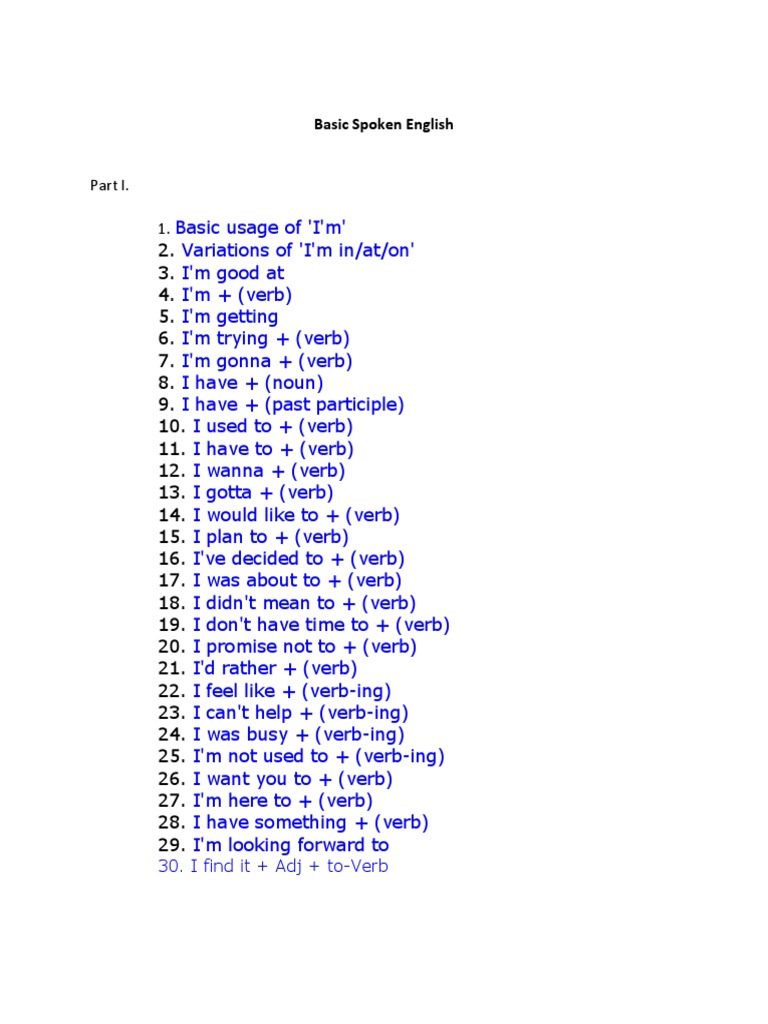 Spoken English Expressions | PDF | Verb | Language Mechanics