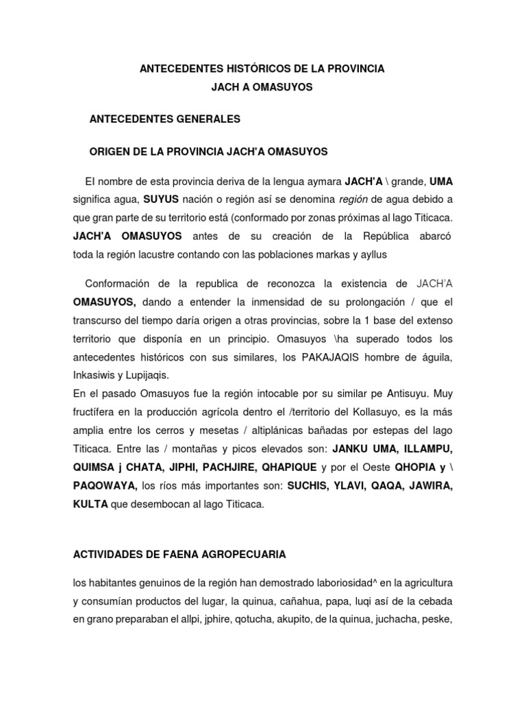 História de La Provincia Omasuyos | PDF | Carnaval