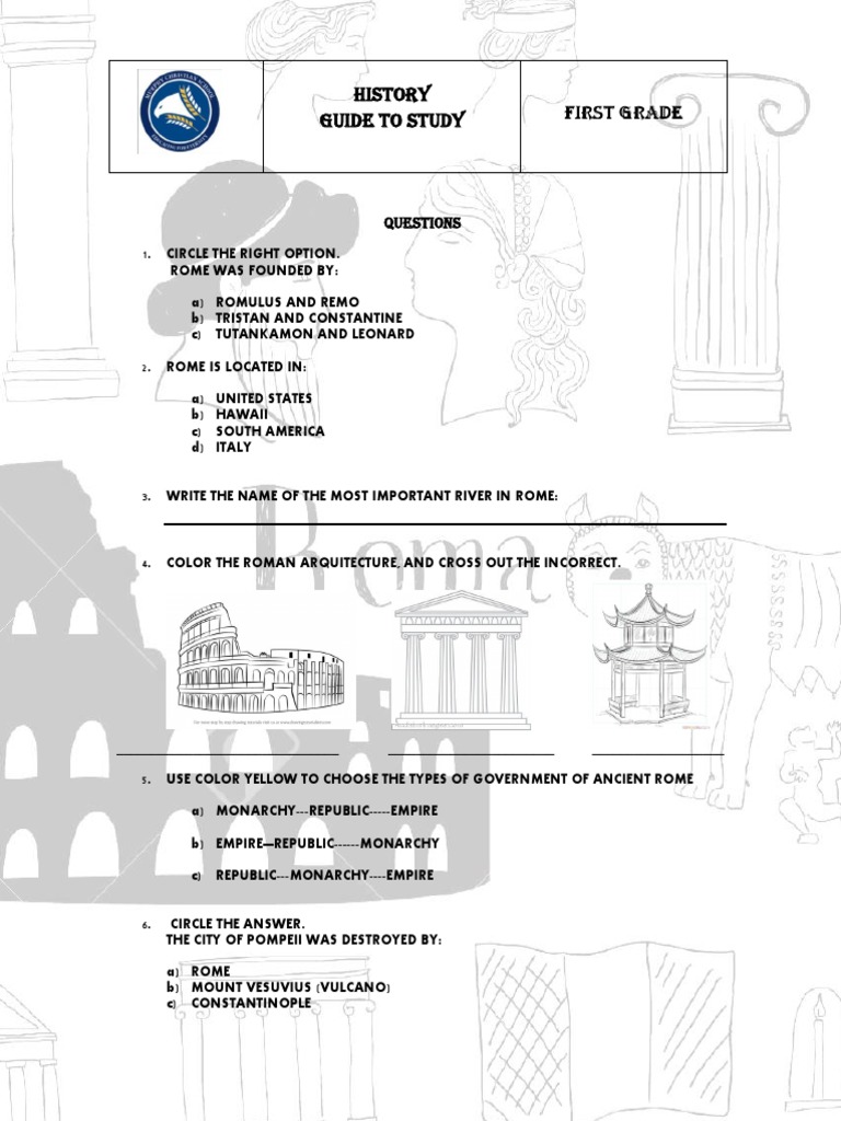 History Guide To Study First Grade: Questions | PDF