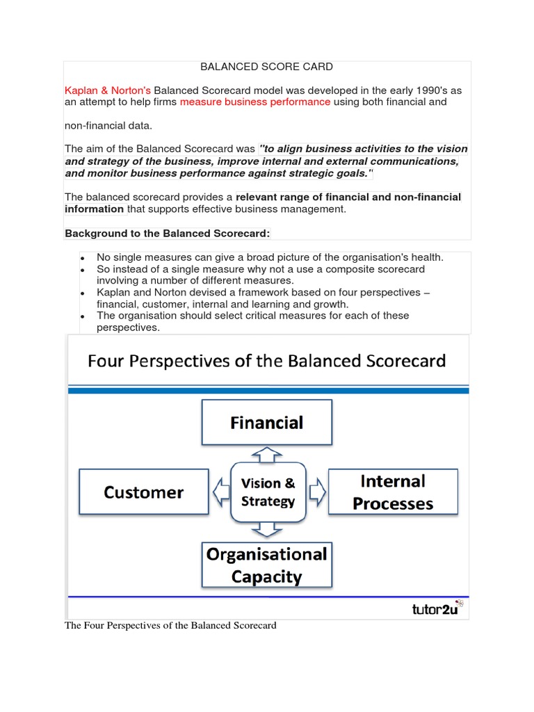 Balanced Score Card | PDF | Career & Growth | Business