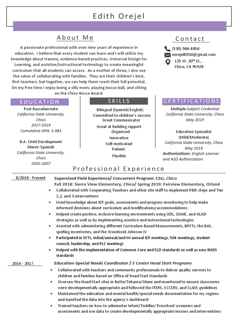 Edith Resume Final | PDF | Individualized Education Program | Curriculum