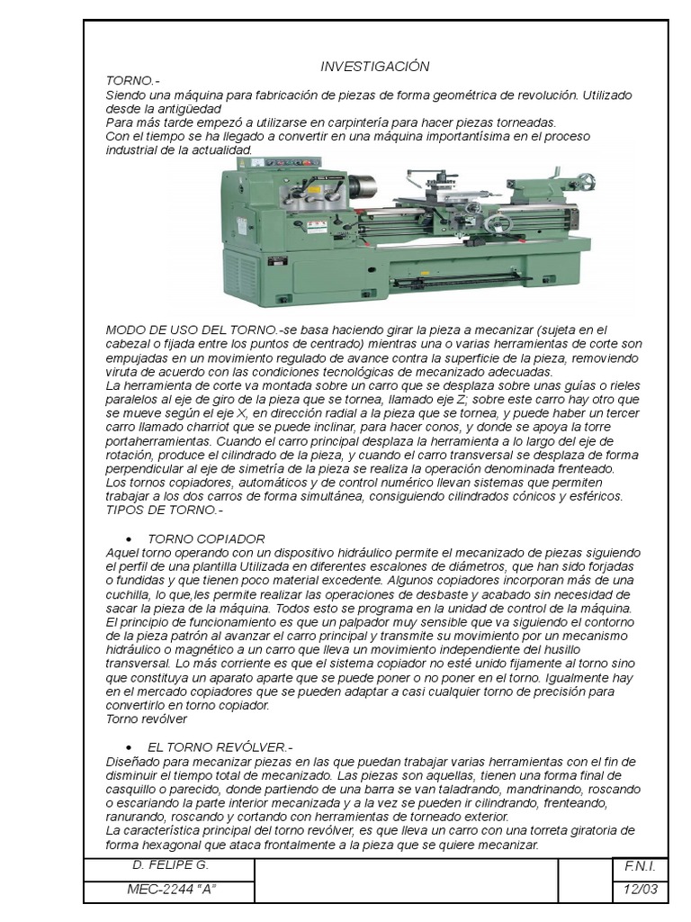 Torno | Descargar gratis PDF | Control numerico | Metalurgia