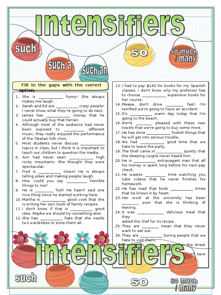 Using Intensifiers in Sentences | PDF