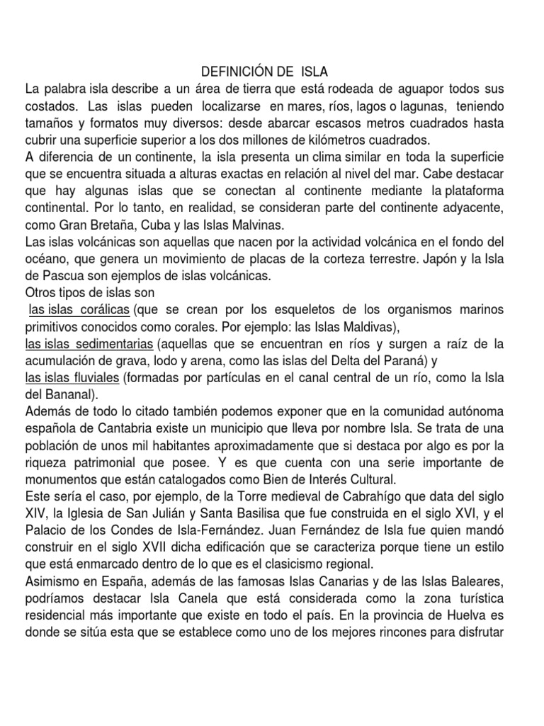 Definición de Isla | PDF | Isla | Earth Sciences