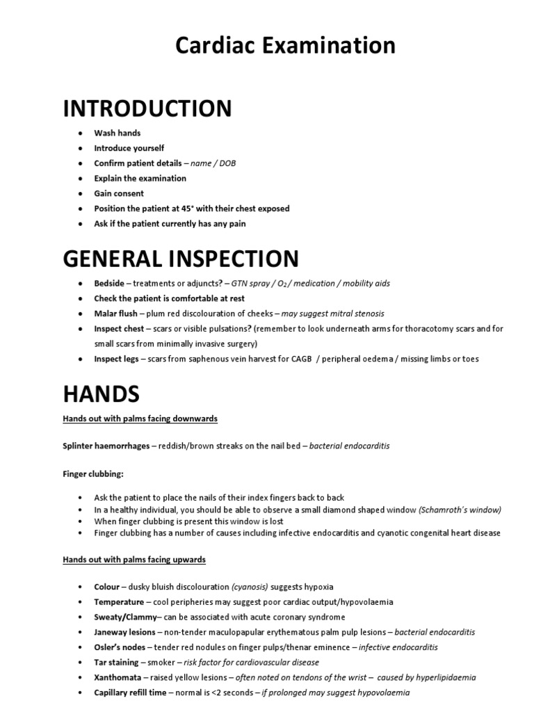 Cardiac Exam Guide for Clinicians | PDF | Pulse | Cardiology