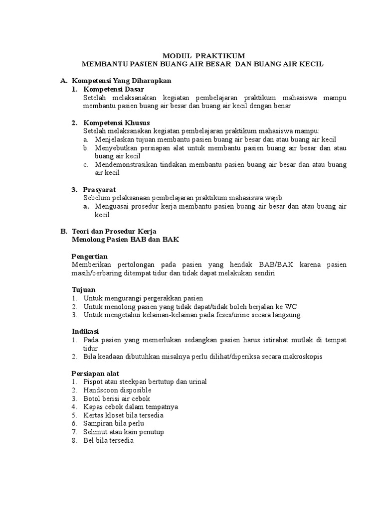 SOP Membantu BAB/BAK | PDF