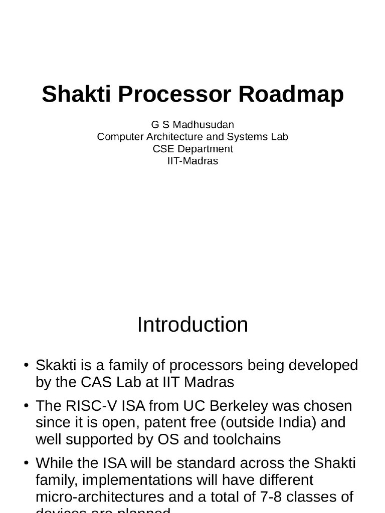 Shakti Processor Roadmap | PDF