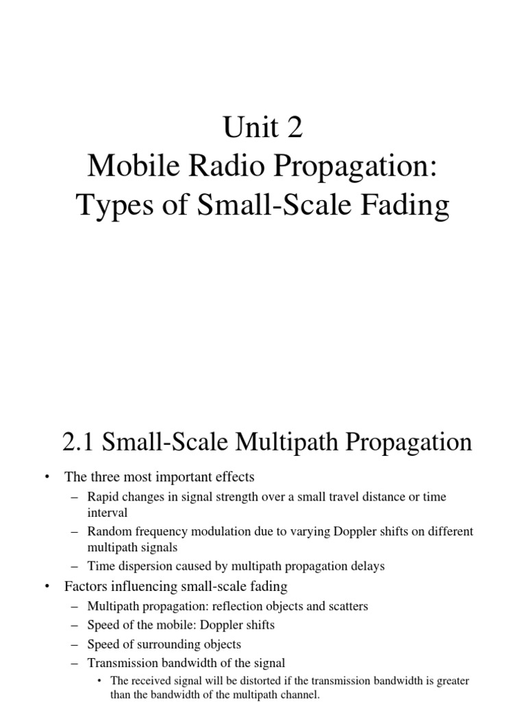 Unit 2 Mobile Radio Propagation: Types of Small-Scale Fading | PDF | Bandwidth (Signal ...
