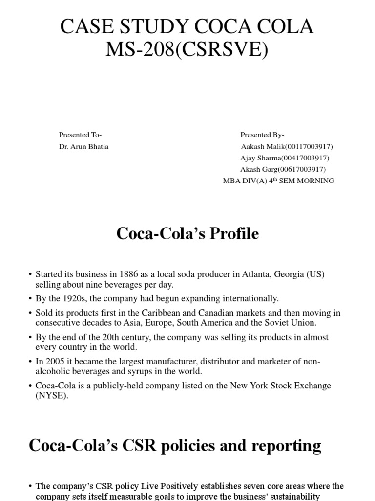 Case Study Coca Cola | PDF | Coca Cola | Groundwater