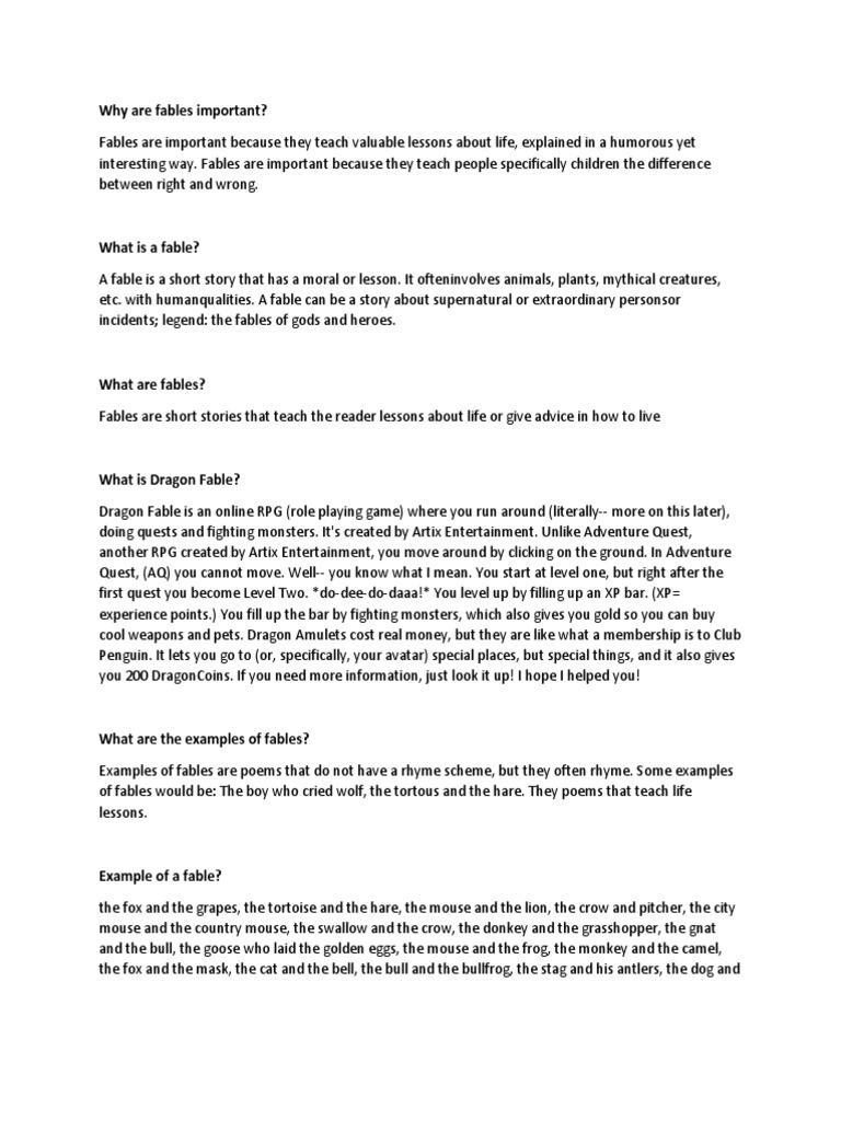 Why Are Fables Important | PDF | Fable | Aesop