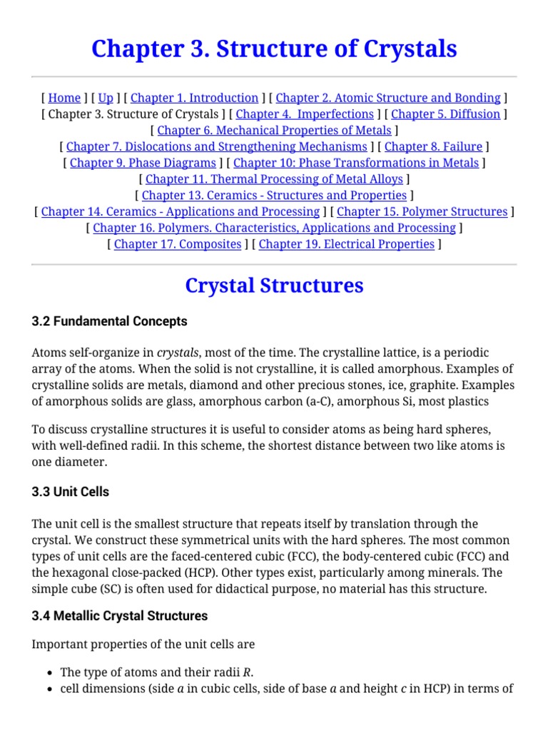 Chapter 3. Structure of Crystals | PDF | Crystal Structure | Crystal