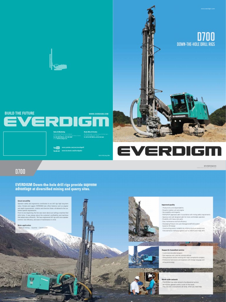 Down The Hole Drill Rigs (D700) Catalog | PDF | Pump | Engines