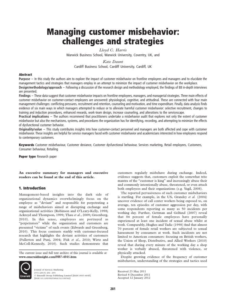 Managing Customer Misbehavior: Challenges and Strategies: Lloyd C ...
