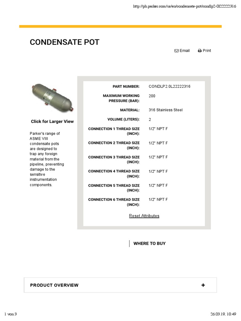 2 Liter 316 Stainless Steel Condensate Pot with Six 1/2 Inch NPT Female ...