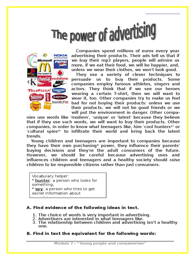 The Power of Advertising | PDF | Advertising | Adolescence