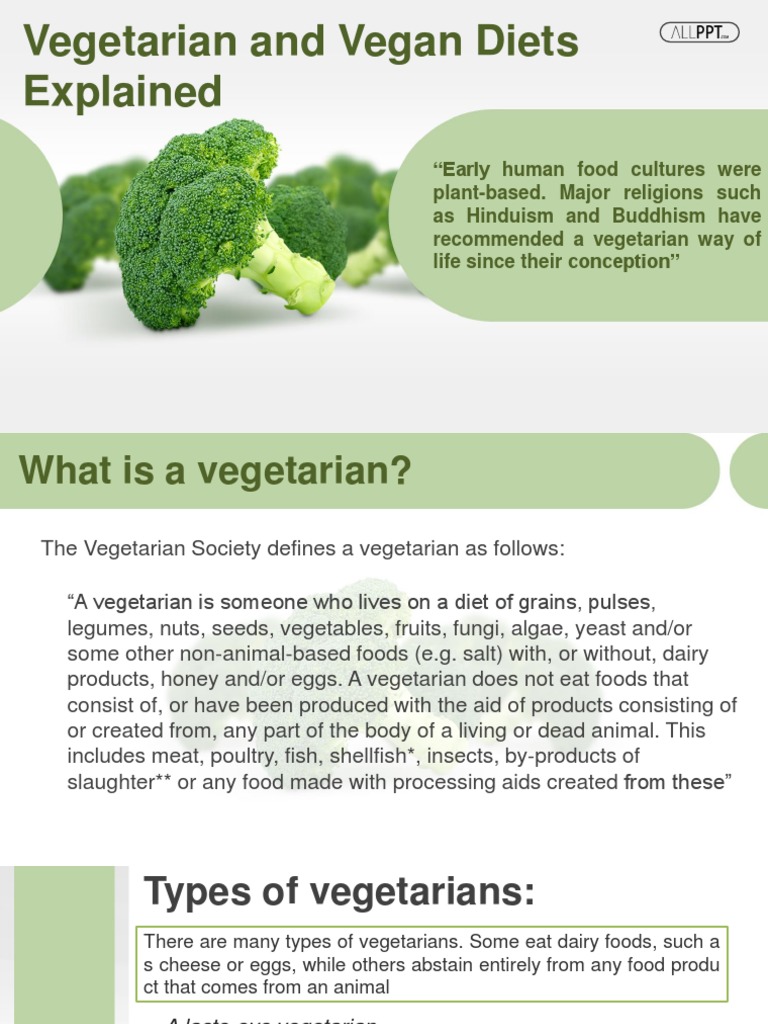 Vegetarian and Vegan Diets Explained | PDF | Vegetarianism | Veganism