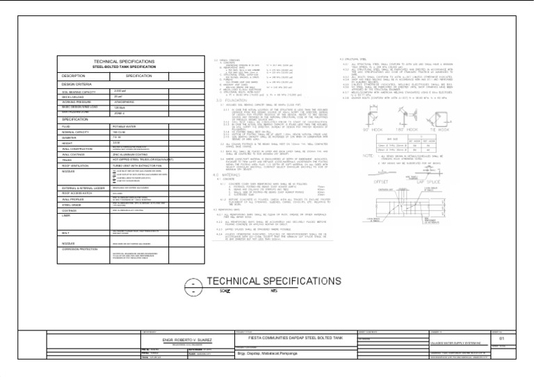 Dapdap Tank Specs | PDF | Galvanization | Screw