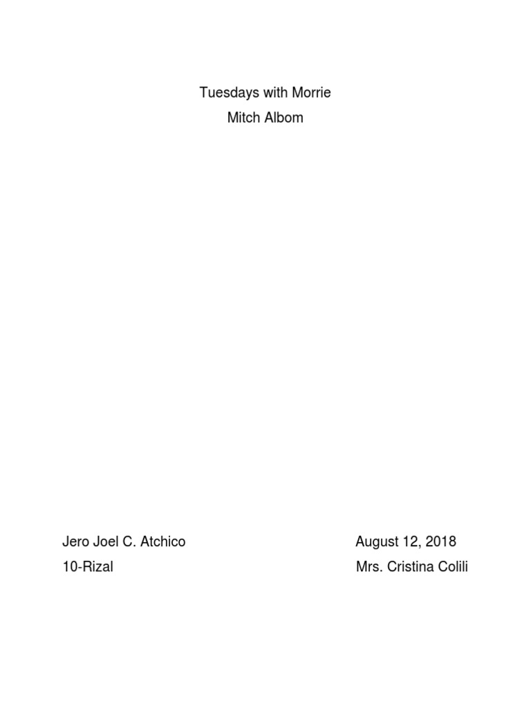 Tuesdays With Morrie | PDF